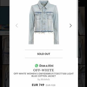 Off-White | Jackets & Coats | Authentic Offwhite Frayed Denim ...